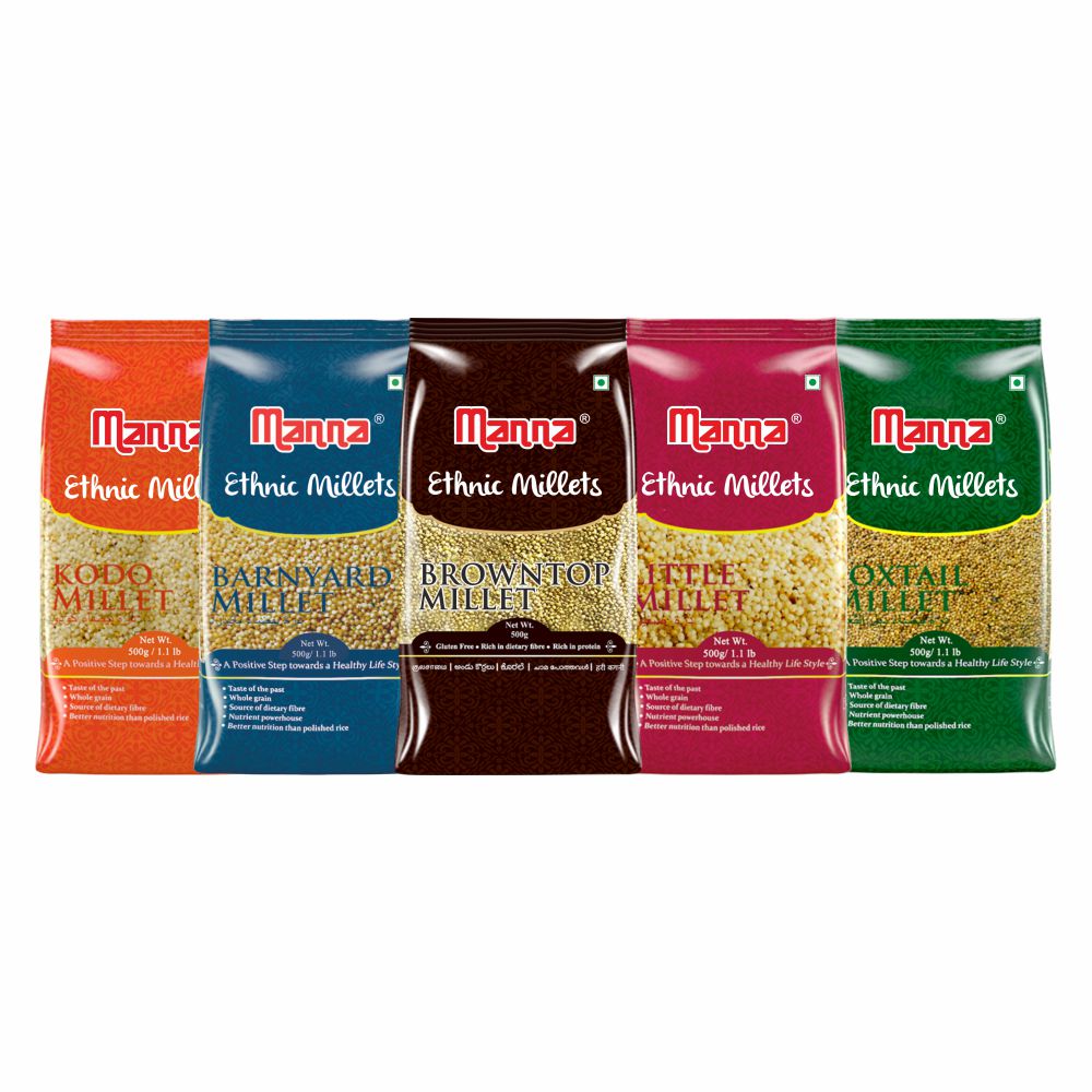 Millets Combo Pack of 5 with Browntop 2.6Kgs – Manna Foods