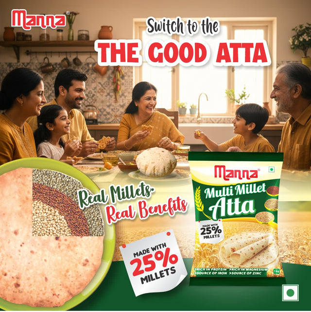 Buy Manna Multi Millet Atta (Flour) | Natural Multigrain Atta | Home ...