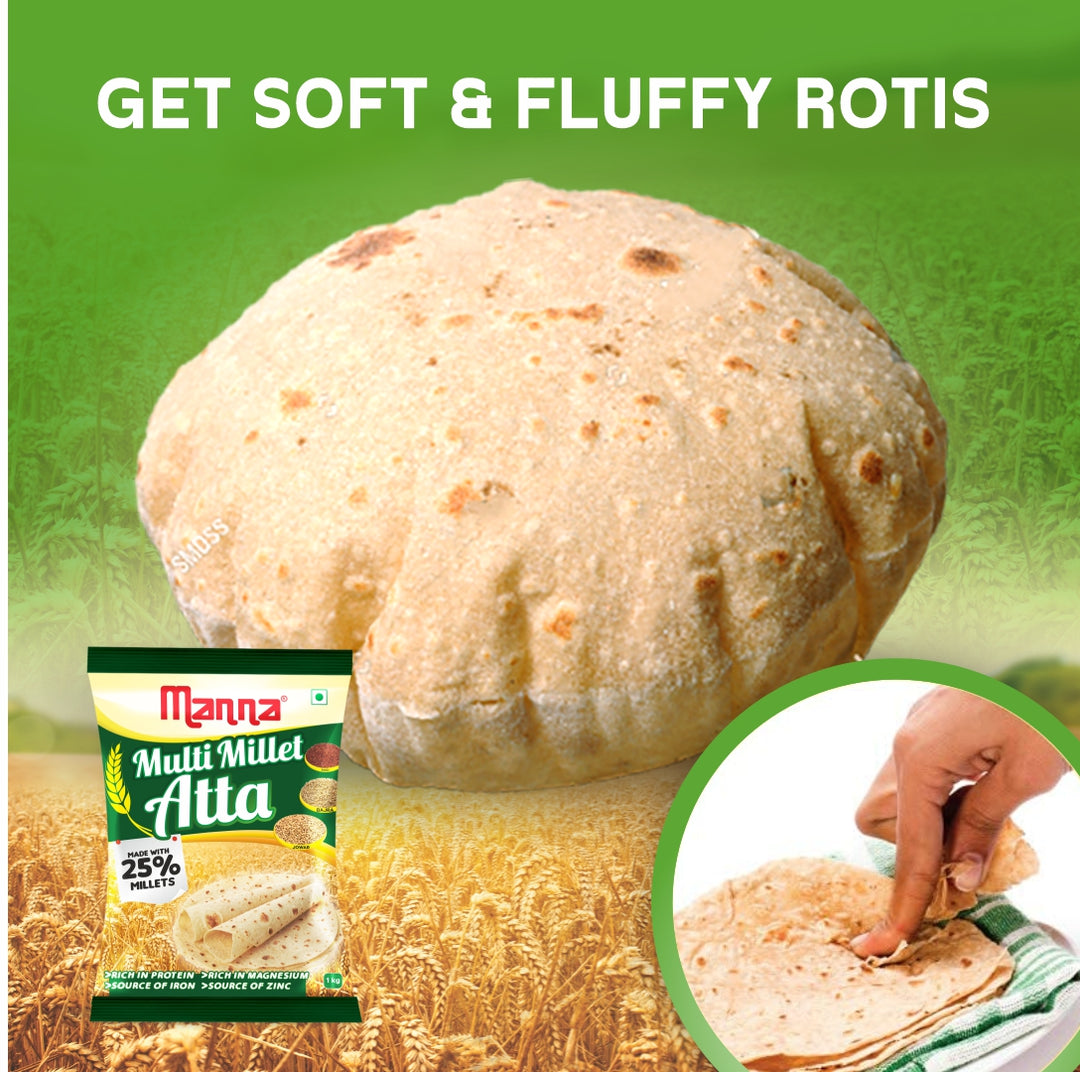 Buy Manna Multi Millet Atta (Flour) | Natural Multigrain Atta | Home ...